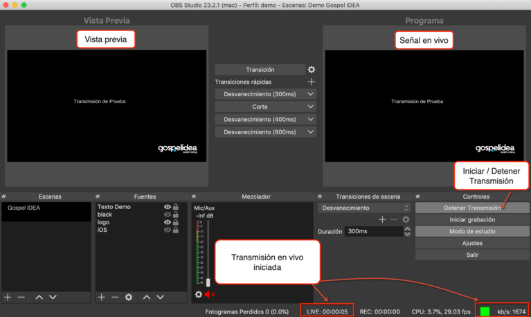 Configurar OBS para video online sencillo y rápido | Gospel iDEA